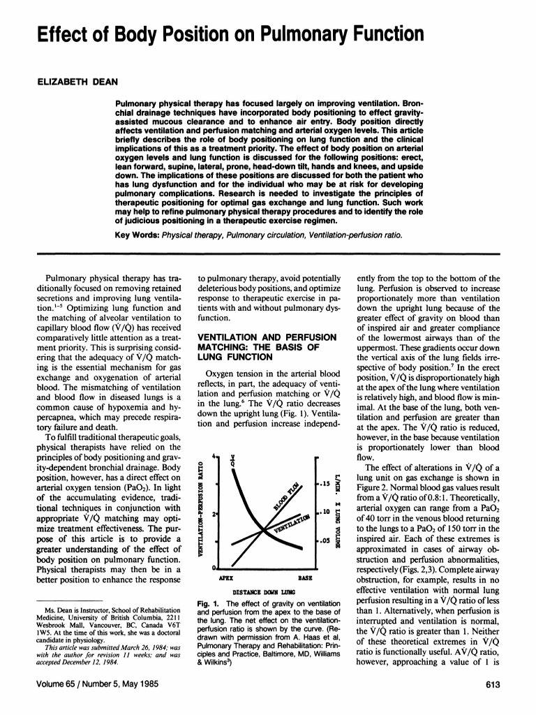 BODY POSITION in Pulmonary Function | PDF | Breathing | Lung