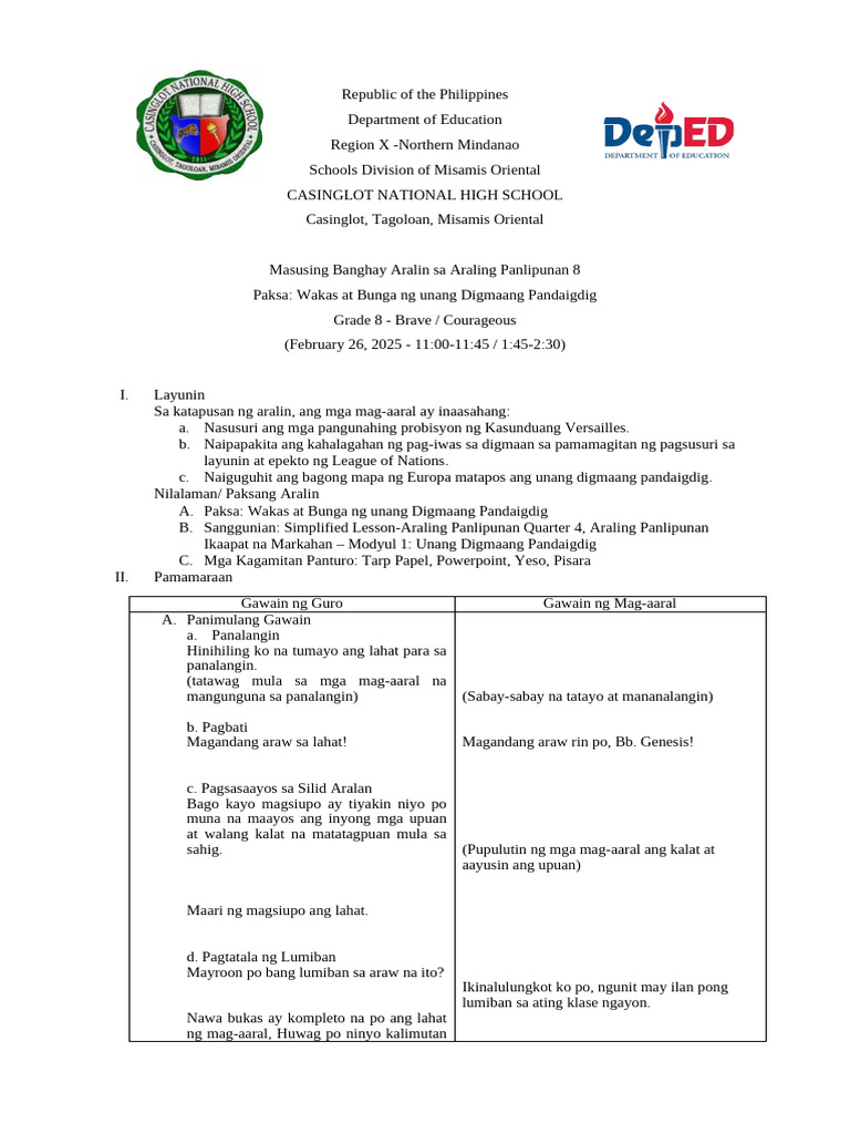 Module 1-Wakas at Bunga NG Unang Digmaang Pandaigdig | PDF