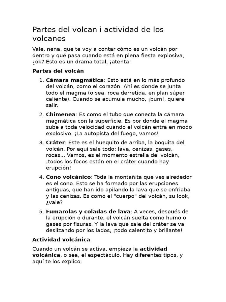 Parts Dels Volcans I Activitats Dels Volcans | PDF