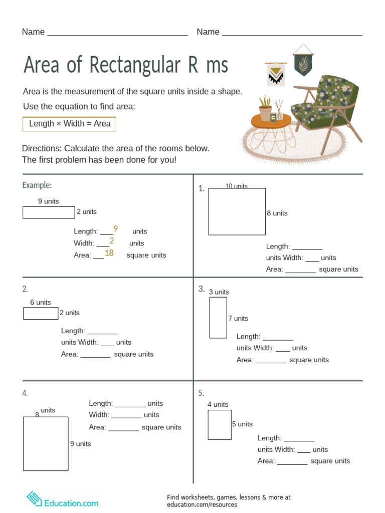 Area of Rectangular Rooms | PDF | Area | Length