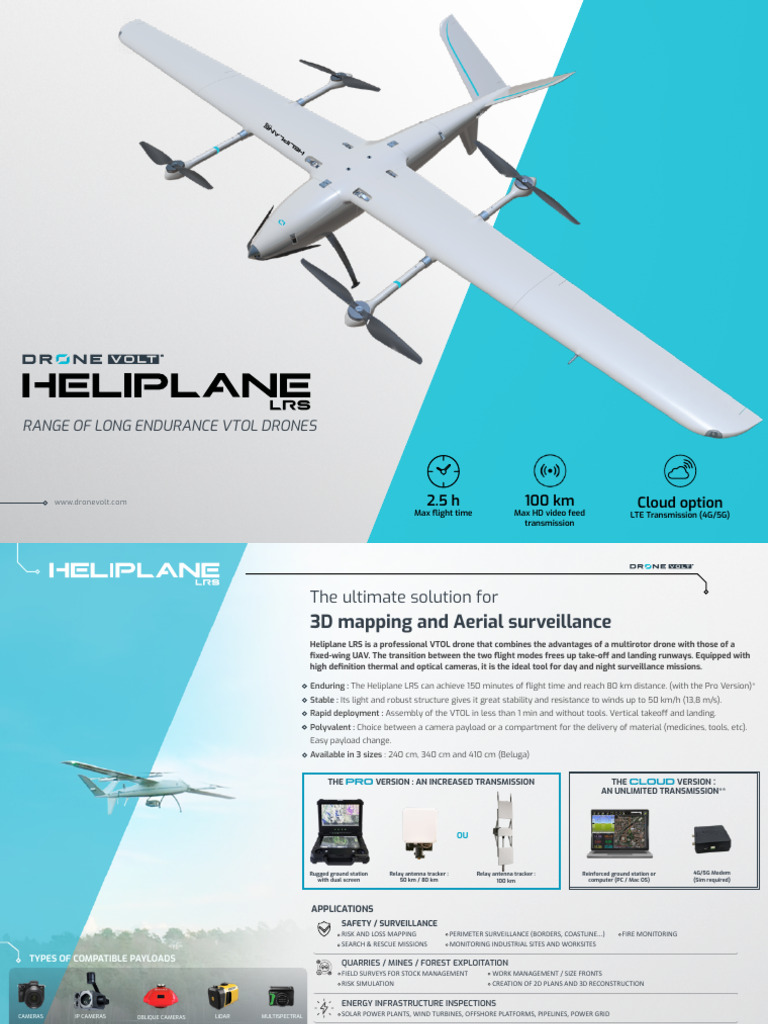 Heliplane LRS: Versatile VTOL Drone | PDF | Unmanned Aerial Vehicle | Hertz