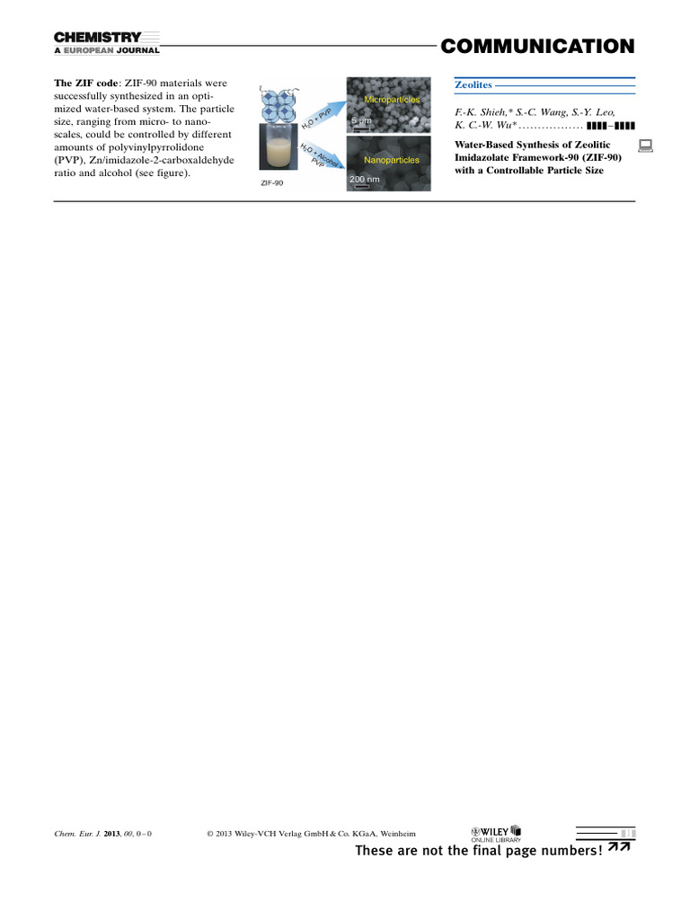 Water-Based Synthesis of Zeolitic Imidazolate Framework-90 (ZIF-90 ...