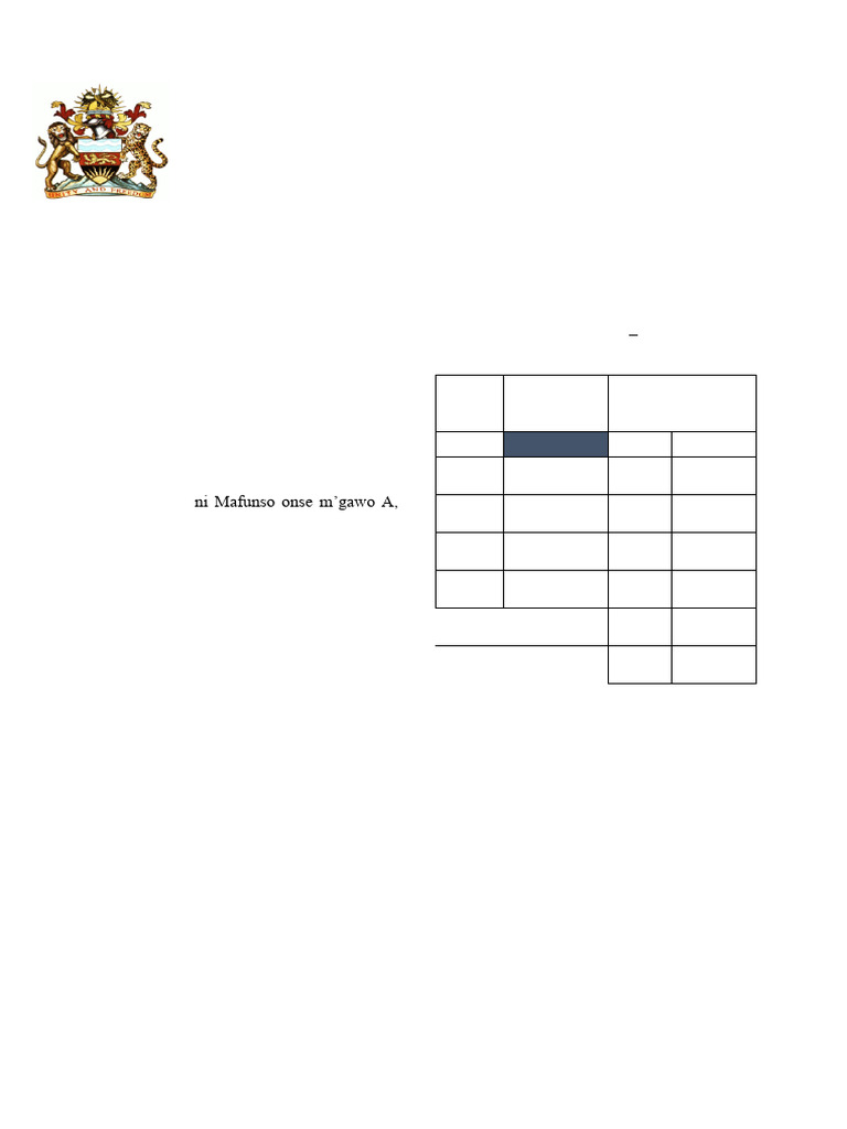 JCE 2023 Mock Exam: Chichewa Paper | PDF