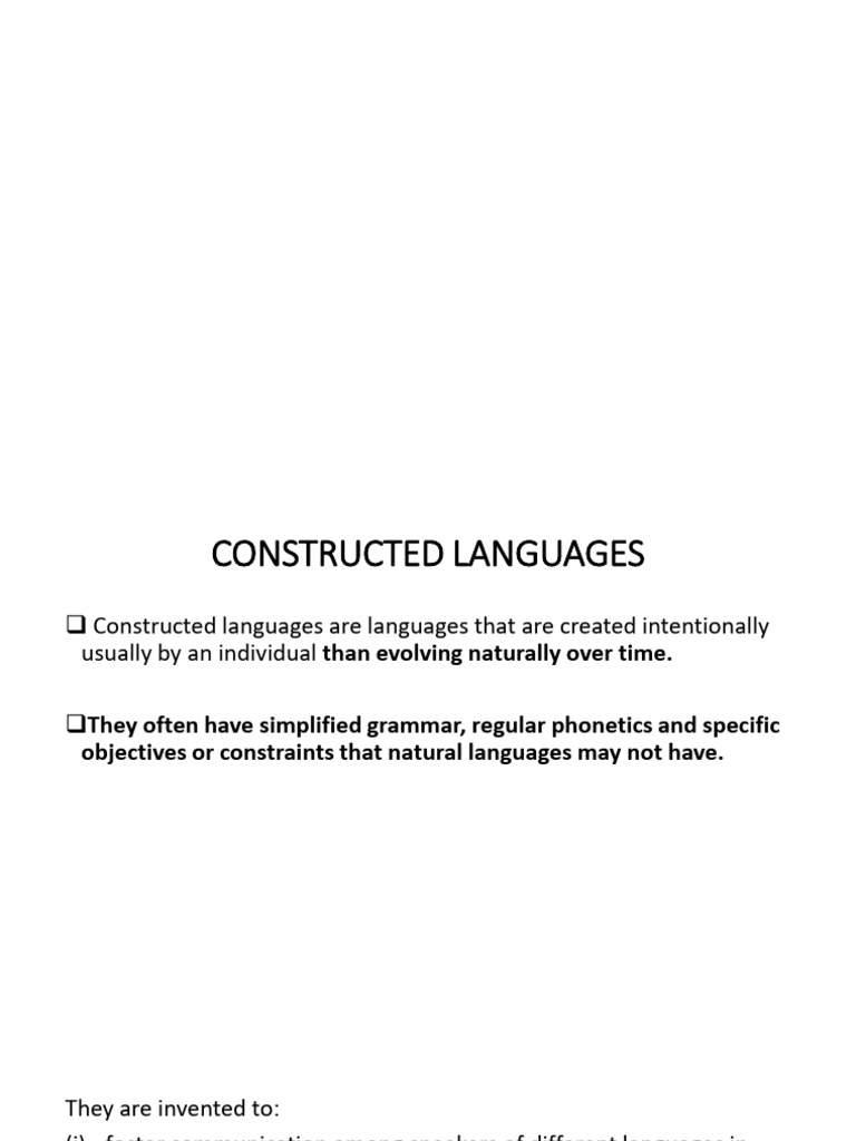 Constructed Languages - Revised | PDF | Learning | Sociolinguistics