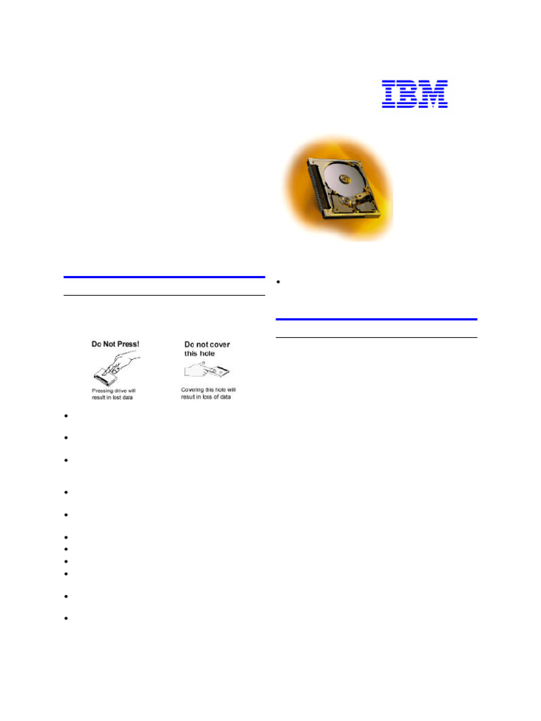 IBM Storage Products - 170 & 340 MB Microdrive (R) - Quick Installation ...