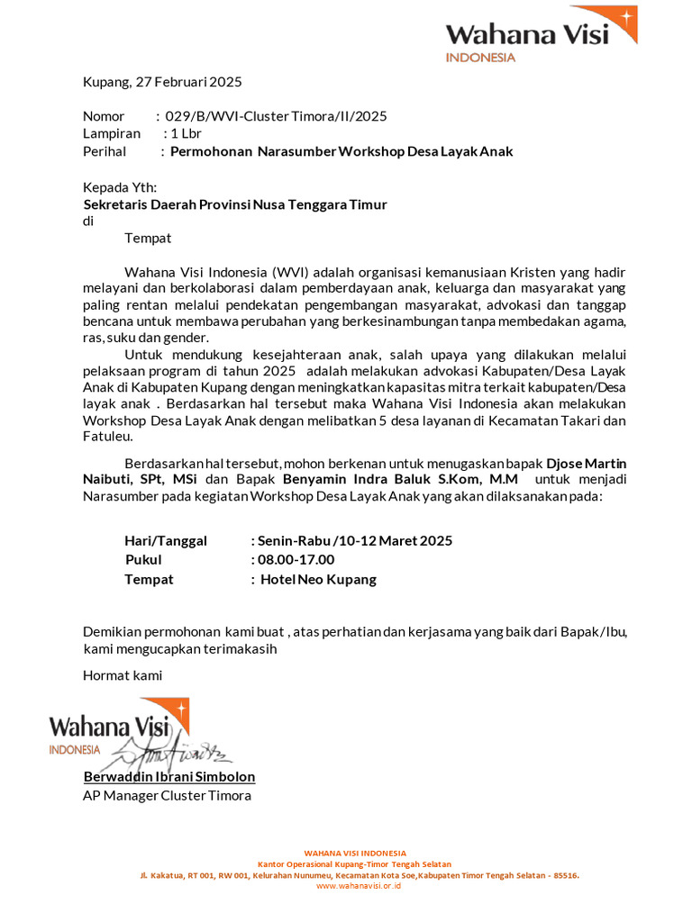 Surat Ke Sekda Provinsi NTT | PDF