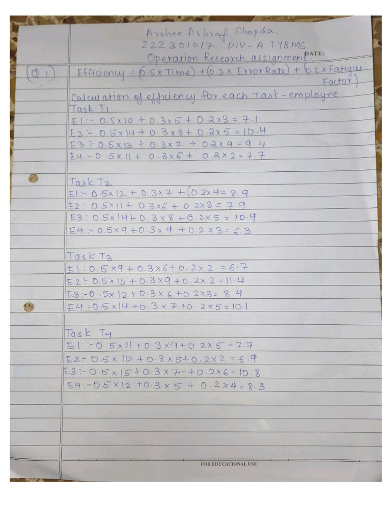 operation research assignment_222301017 | PDF