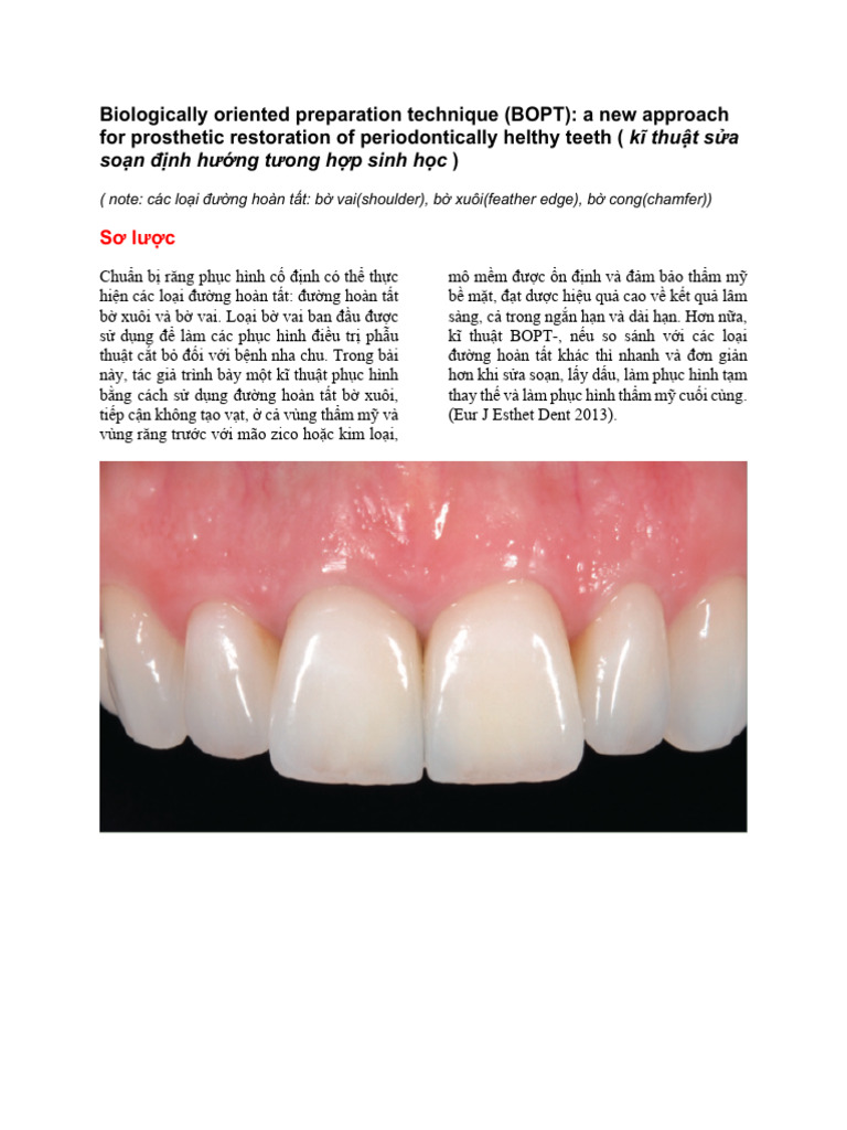Biologically Oriented Preparation Technique (BOPT) - A New Approach For ...