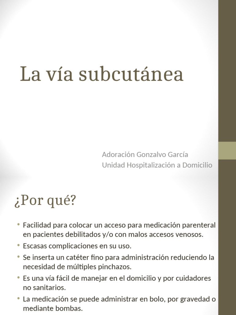 Vía Subcutánea | PDF | Medicamentos con receta | Medicina CLINICA