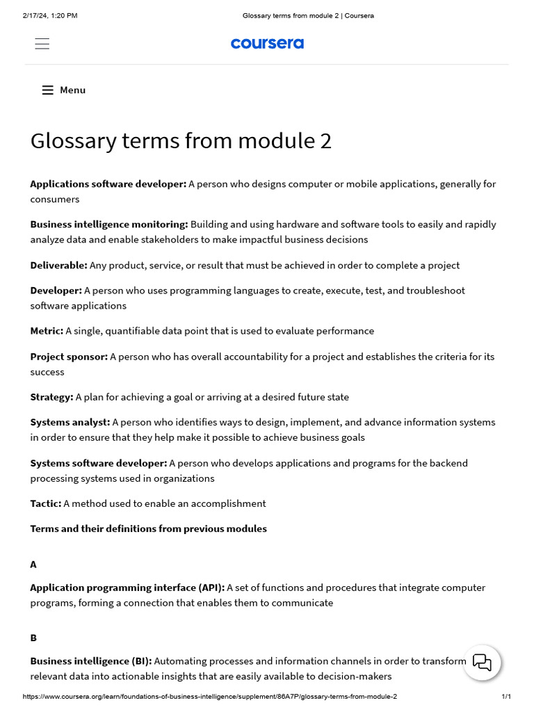 Glossary Terms From Module 2 - Coursera | PDF