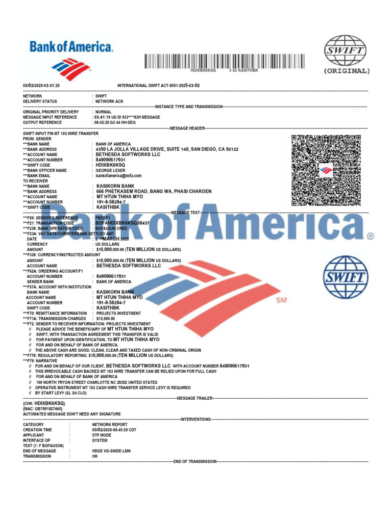 MT Htun Thiha Myo Swift Copies | PDF | Wire Transfer | Transmission Control Protocol