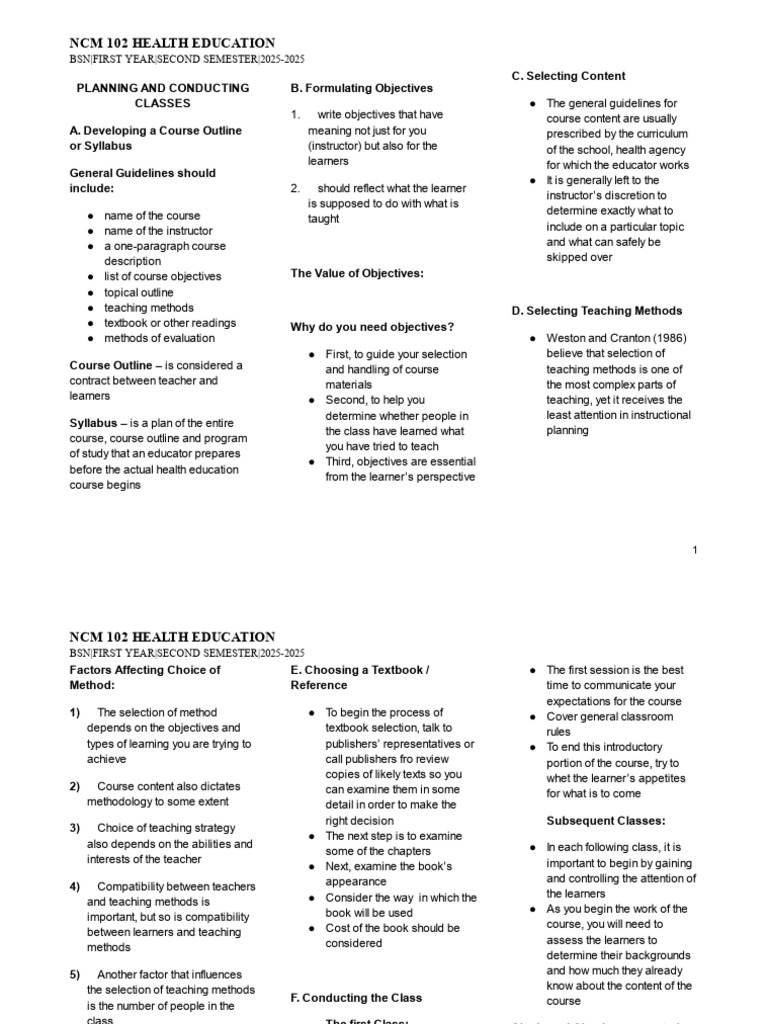 Health Education Course Planning Guide | PDF | Learning | Behavioural ...