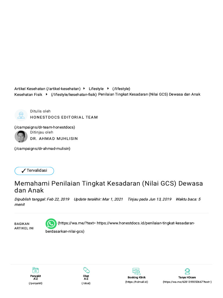 Penilaian GCS pada Dewasa dan Bayi | PDF