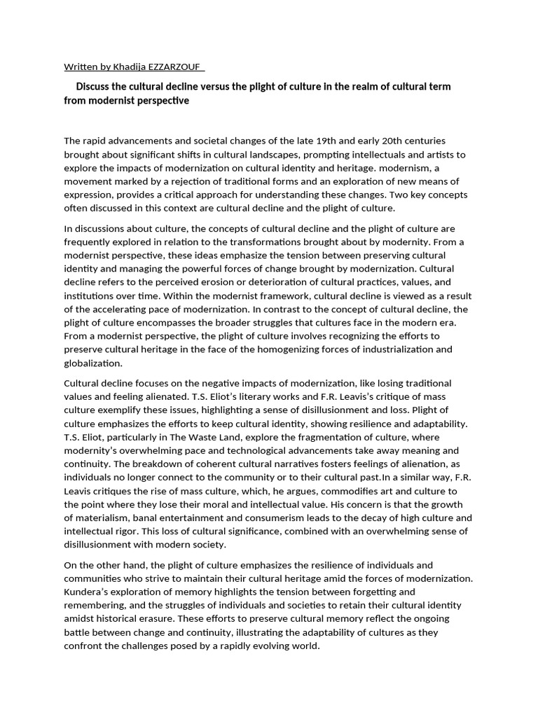 The Decline of Culture | PDF | Modernism | Identity (Social Science)
