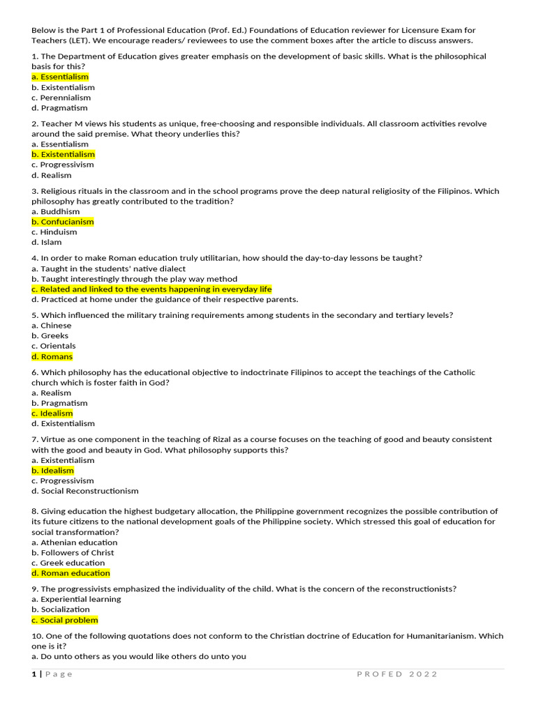 LET Reviewer For PROF ED 2022 | PDF | Learning | Motivational