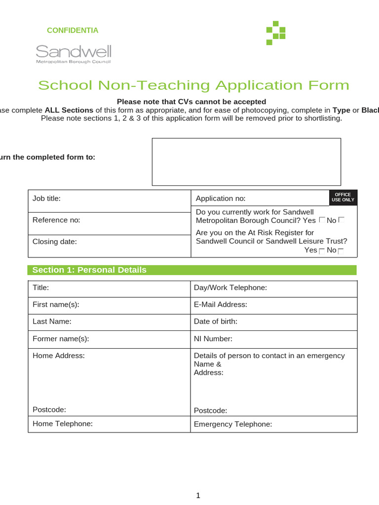 Non Teaching Application | PDF