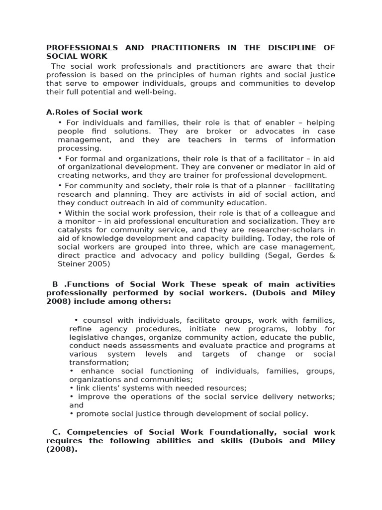 Roles and Responsibilities of Social Workers | PDF | Social Work | Social Policy