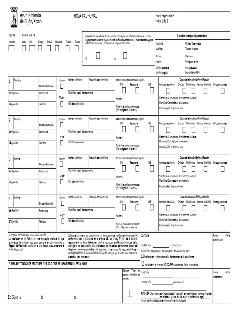 02 01 Modelo Normalizado Hoja Padronal | PDF