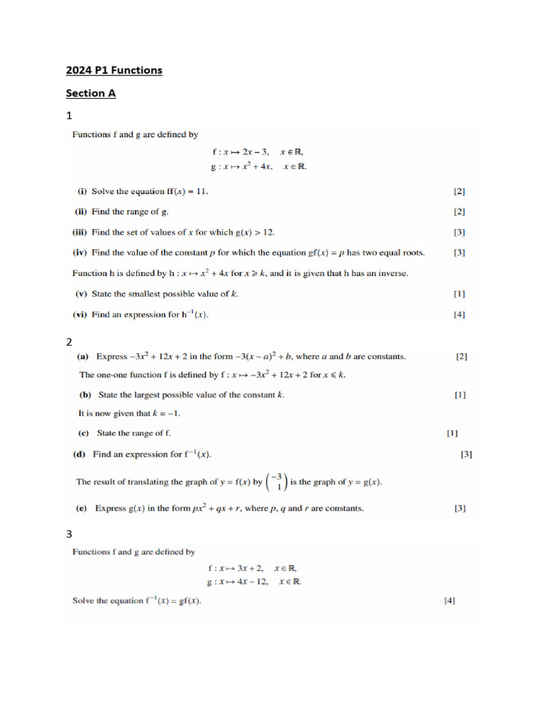 2024 P1 Functions | PDF