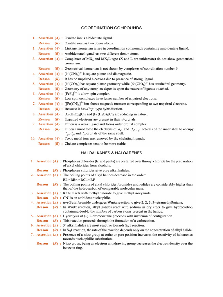 Assertion Reasons | PDF