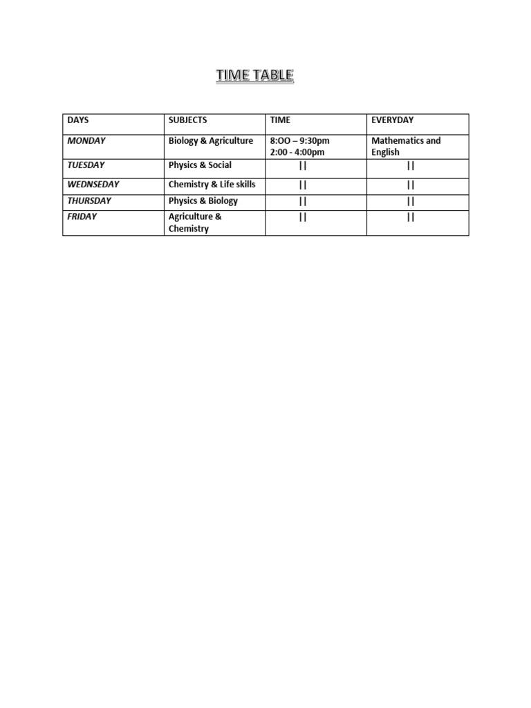 Grade 8 Term 4 Timetable 2025 | PDF