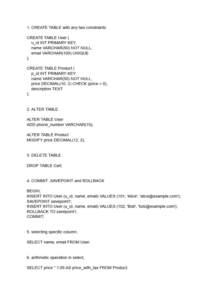 SQL Database Operations and Functions Guide | PDF | Control Flow | Computing