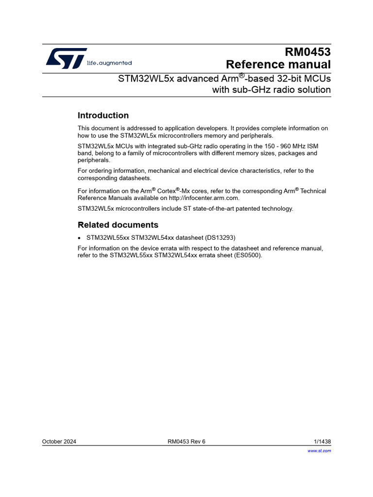 Rm0453 Stm32wl5x Advanced Armbased 32bit Mcus With Subghz Radio Solution Stmicroelectronics ...