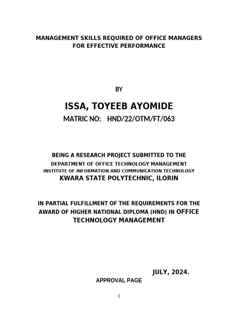 Upload Issa Toyeeb Ayomide Project | PDF | Mentorship | Job Satisfaction