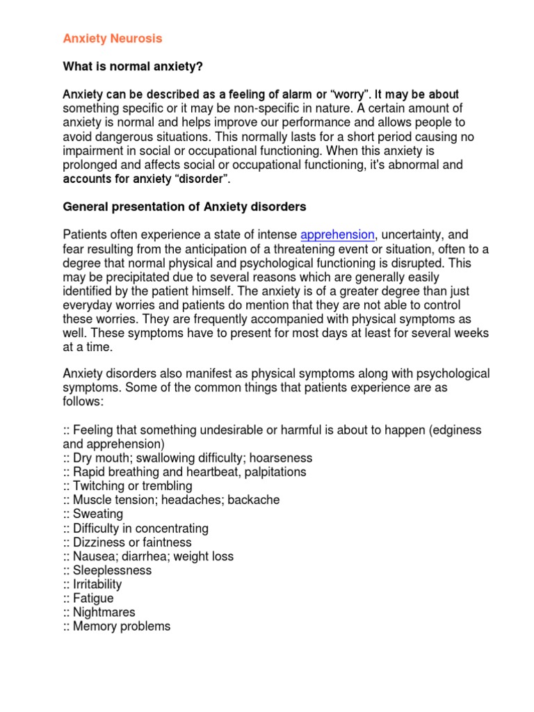 Anxiety Neurosis | Anxiety Disorder | Generalized Anxiety Disorder