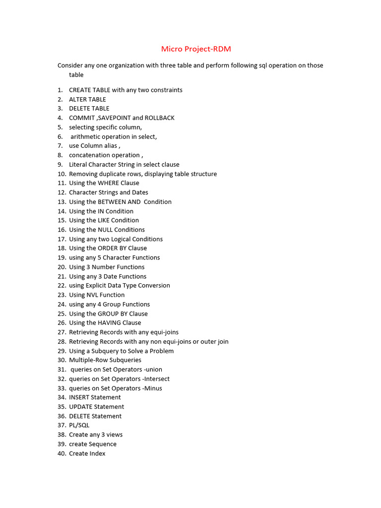 RDM Micro Project | PDF