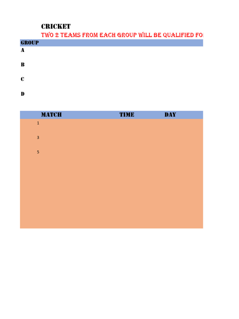 Boy-Sheduele Cric | PDF