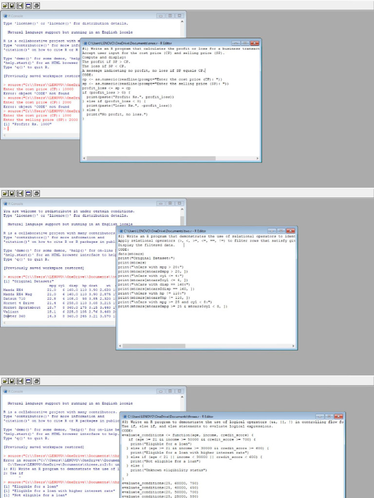 R Program for Profit and Loss Calculation | PDF | Computing