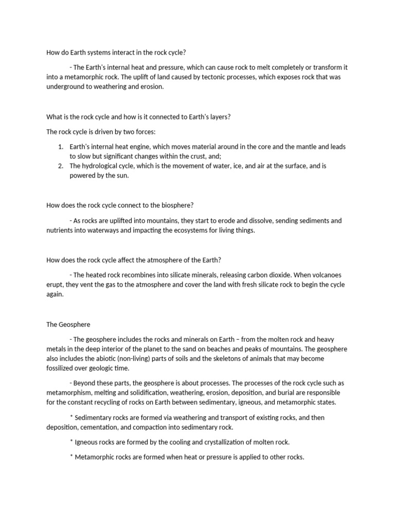How Do Earth Systems Interact in The Rock Cycle | PDF | Rock (Geology) | Earth