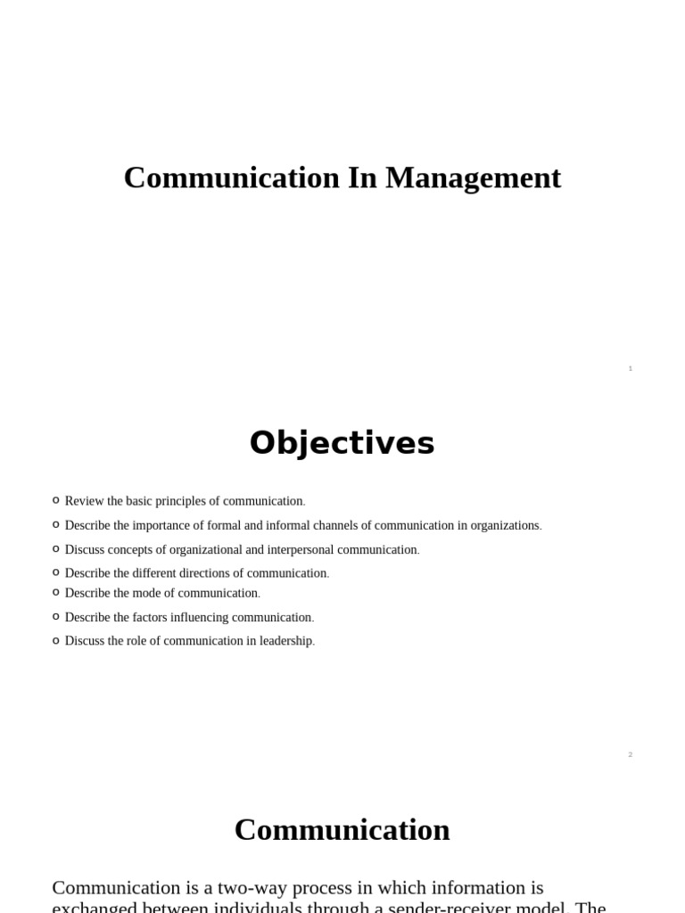 Communication in Management | PDF | Communication | Leadership