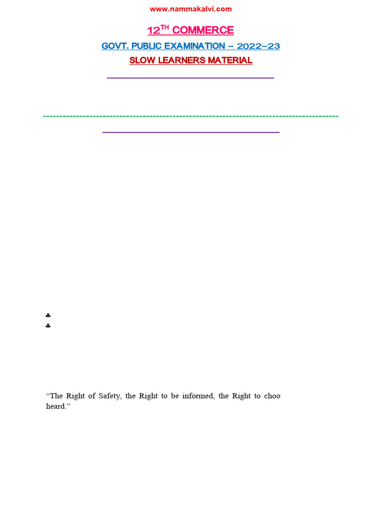Namma Kalvi 12th Commerce Slow Learners Study Material EM 221413 | PDF | Marketing | Cheque