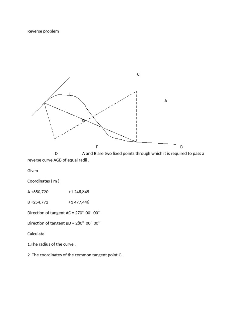 Reverse Curve Problem | PDF | Tangent | Geometry
