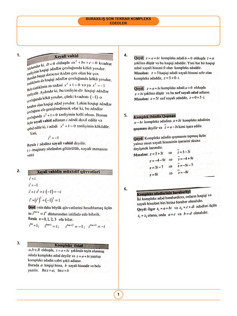 Buraxilis Son Tekrar Kompleks Ededler | PDF