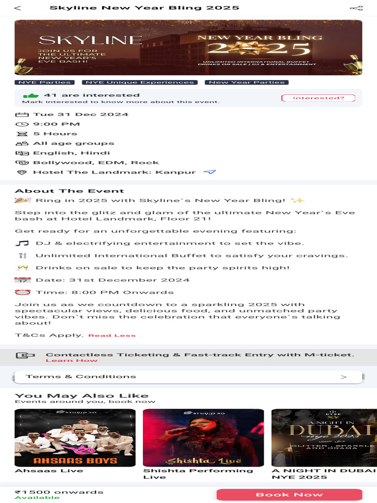 Skyline New Year Bling 2025 nye-parties Event Tickets Kanpur - BookMyShow | PDF