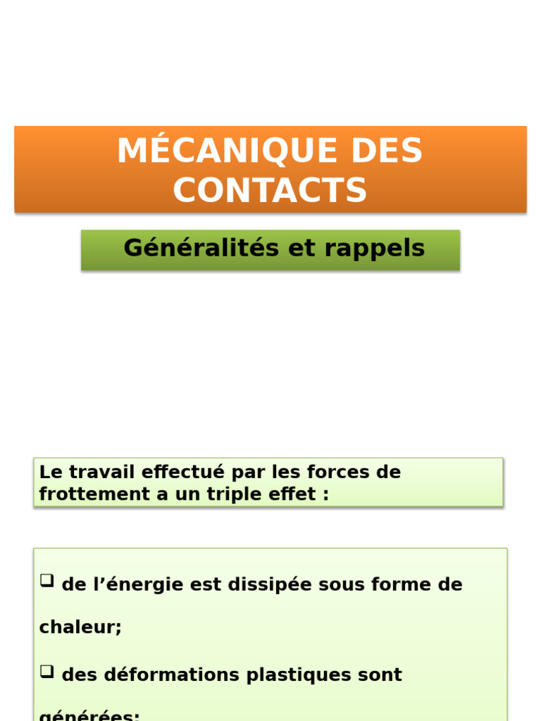 Mécanique des contacts et matériaux | PDF | Friction | Élasticité ...