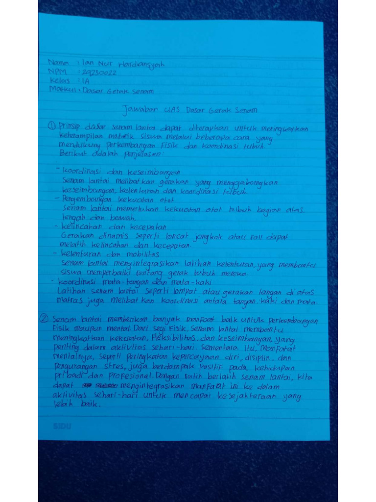 Jawaban Dasar Gerak Senam - Ian Nur Hardiansyah | PDF