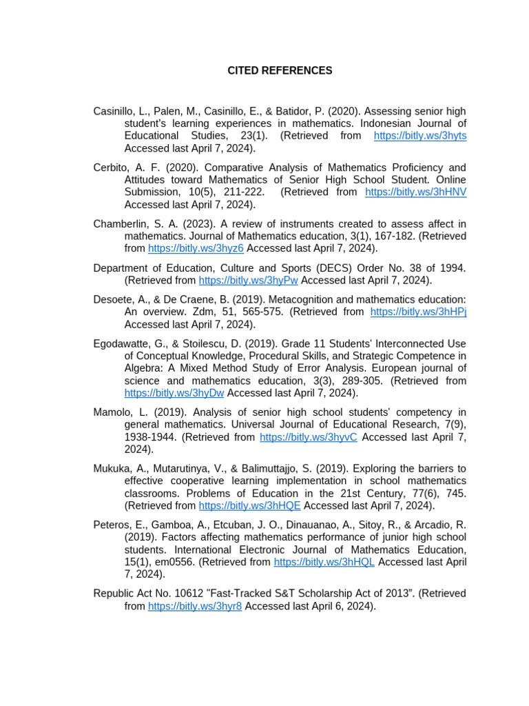 Final Thesis - Cited References | PDF | Educational Psychology | Learning