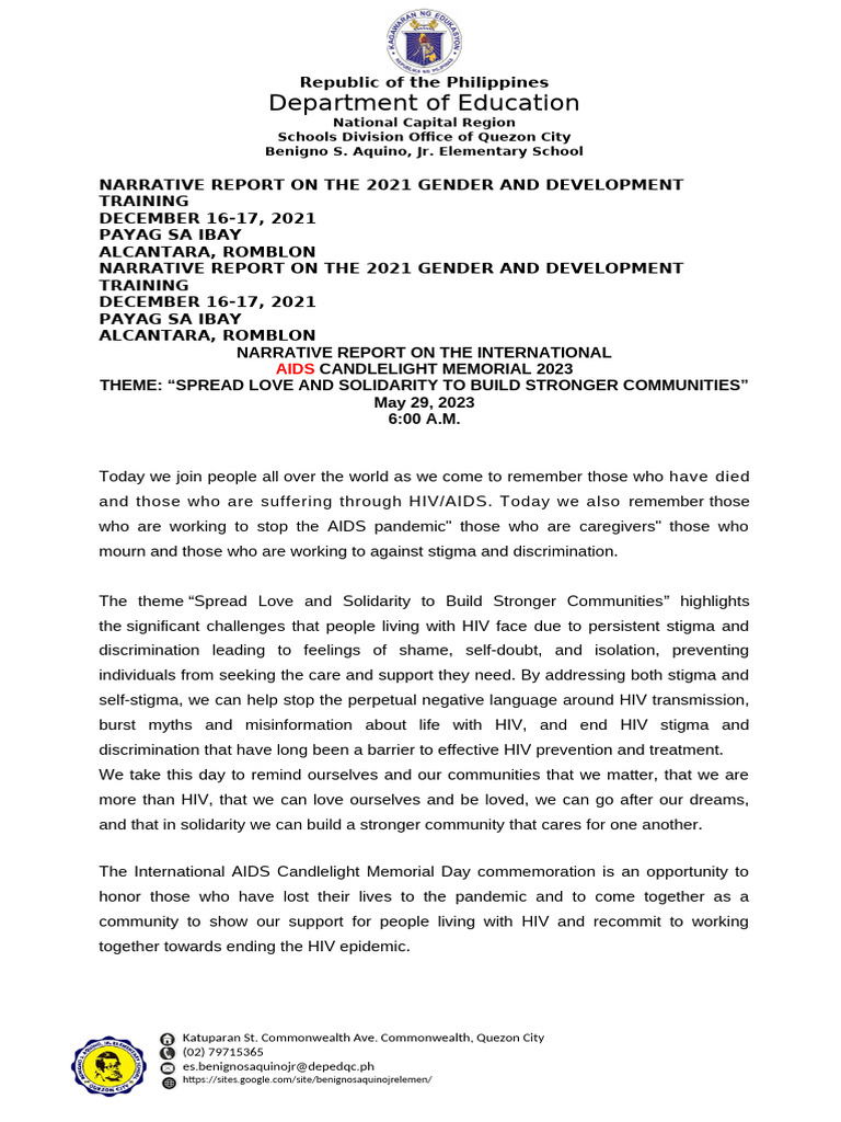 2023-Narrative Report-Aids | PDF | Hiv/Aids | Biological Globalization