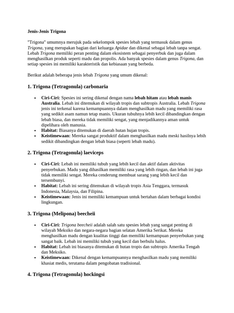 Jenis Jenis Trigona | PDF