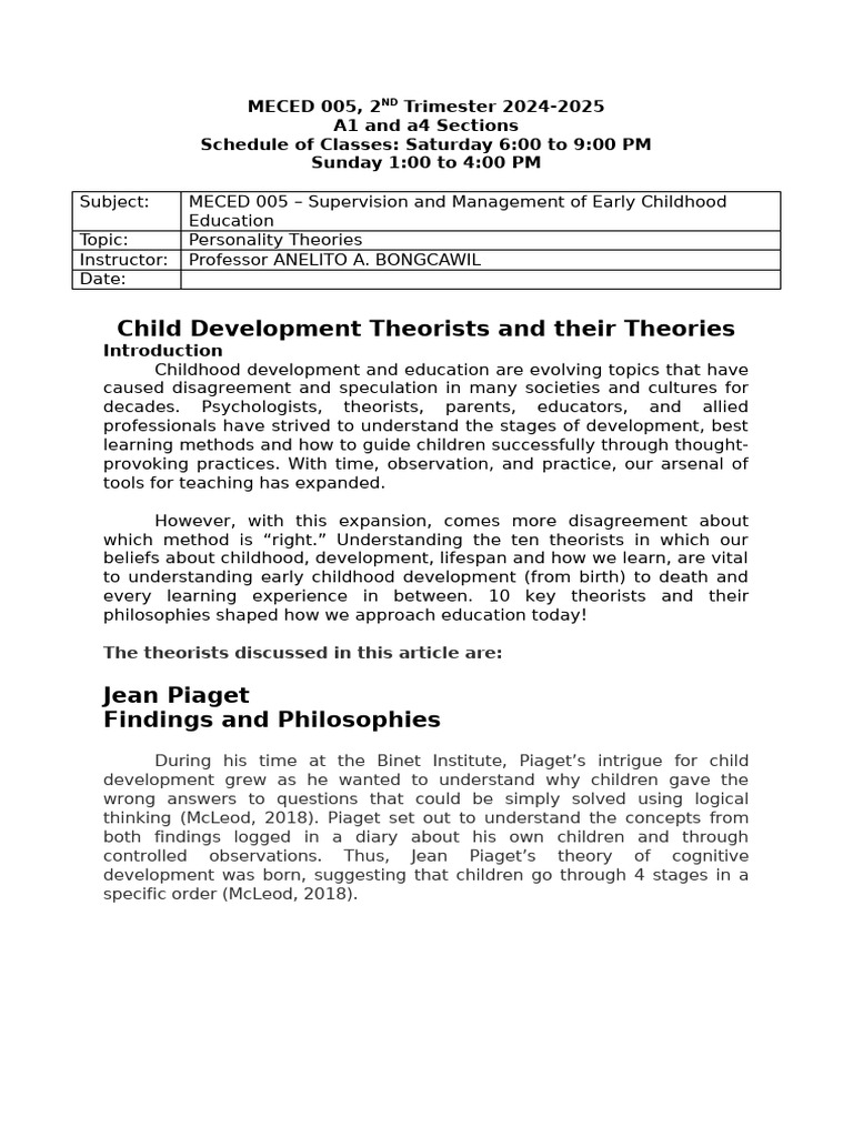 Child Development Theories Overview | PDF | Reinforcement | Behavioural ...