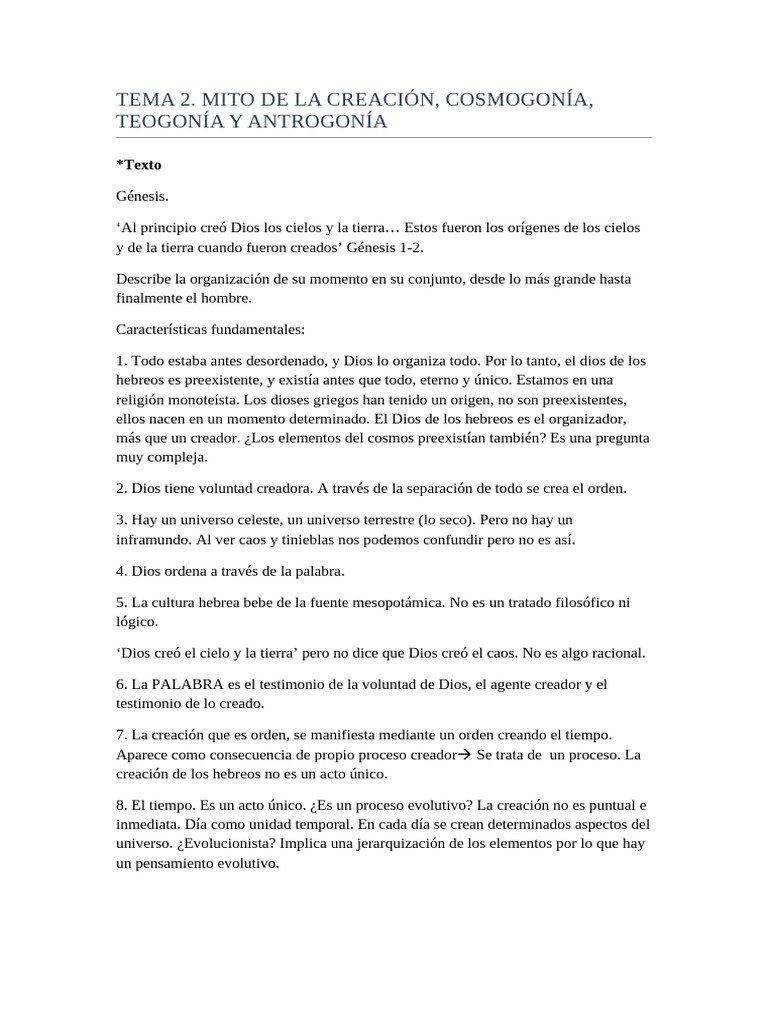TEMA 2. MITO DE LA CREACIÓN | PDF | Prometeo | Creencia religiosa y doctrina