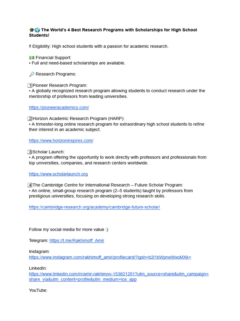 Research Programs | PDF