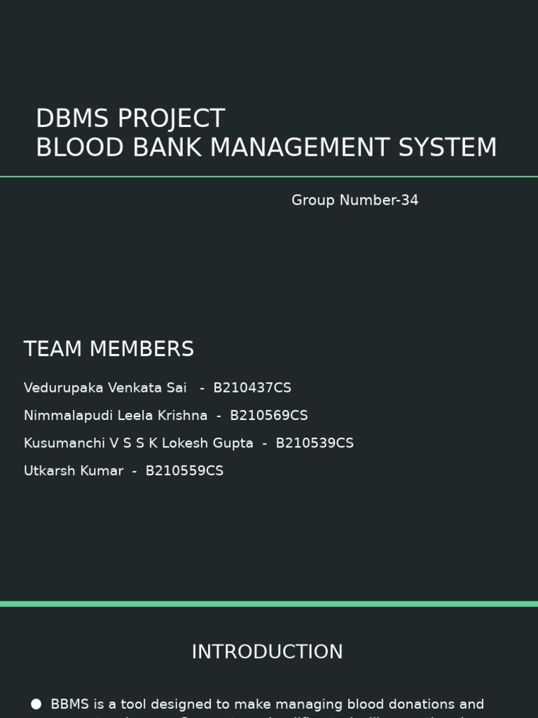 DBMS Project Blood Bank Management System | PDF | Databases | User (Computing)