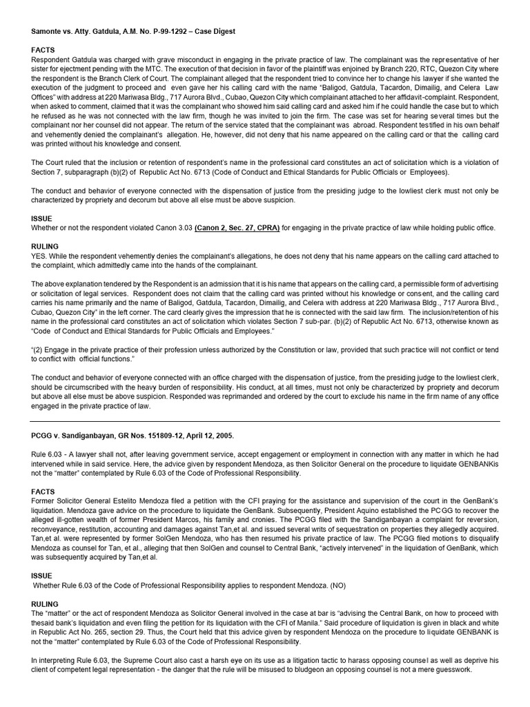 (CASE Digest) CPRA C2 Sec. 27 - C3 Sec. 4 | PDF | Lawyer | Judgment (Law)