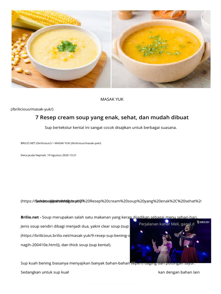 7 Resep Cream Soup Yang Enak, Sehat, Dan Mudah Dibuat | PDF