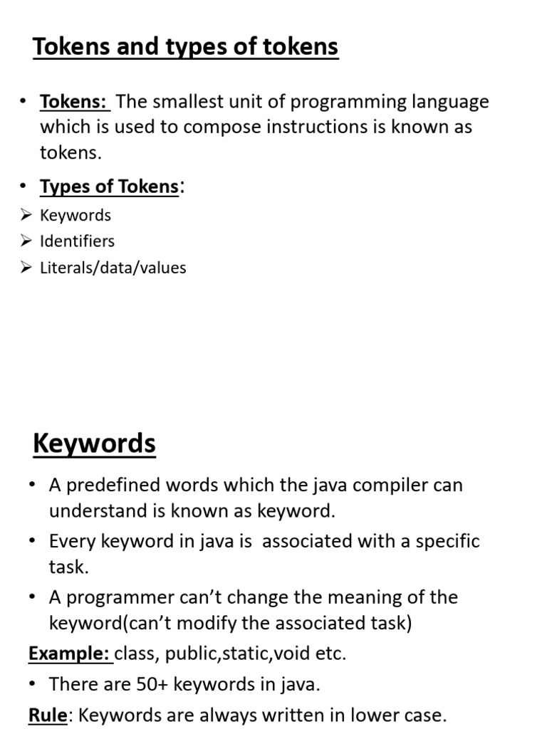 Tokens and types of tokens | PDF | Boolean Data Type | Reserved Word